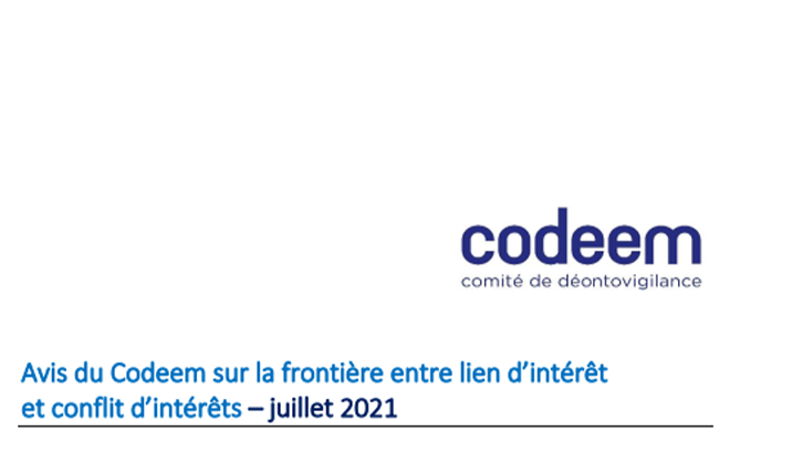 Avis du Codeem sur la frontière entre lien et conflit d’intérêt | Leem